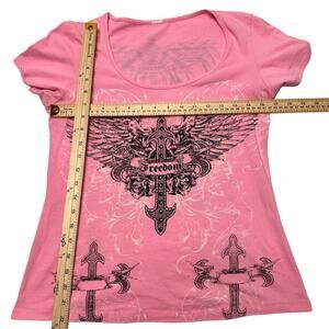 Affliction | Tops | Y2k Cotton Baby Pink Affliction Styled Mcbling ...